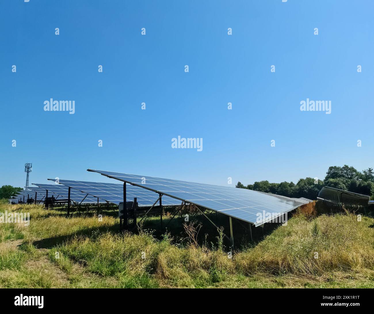 Generating clean energy with solar modules in a big park in northern ...
