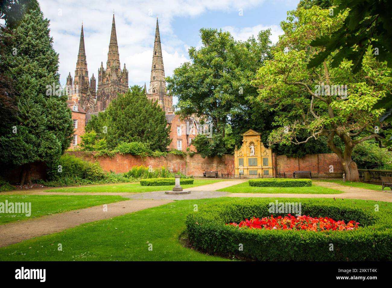The three spires of Lichfield Cathedral in the the Staffordshire city ...