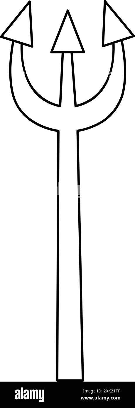 Vector black and white trident icon. Fairy tale armor. Fairytale line ...