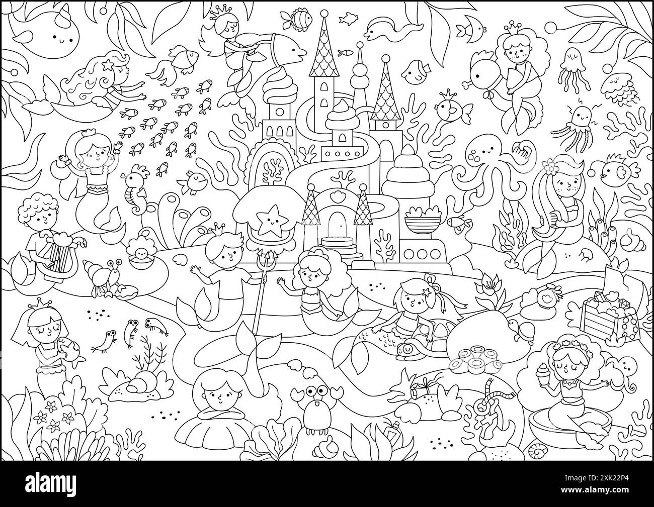 Princess with magic fish Black and White Stock Photos & Images - Alamy