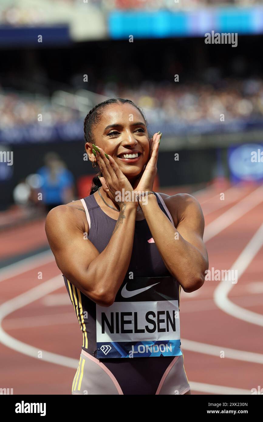 London, UK. 20th July, 2024. Laviai NIELSEN after finishing 5th in a PB ...