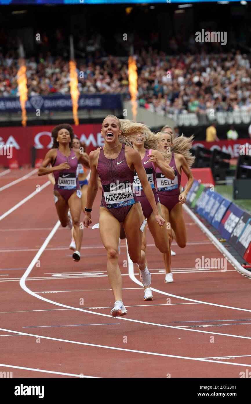 London, UK. 20th July, 2024. Keely HODGKINSON winning the 800m in a ...