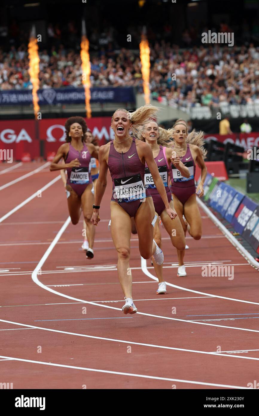 London, UK. 20th July, 2024. Keely HODGKINSON winning the 800m in a ...