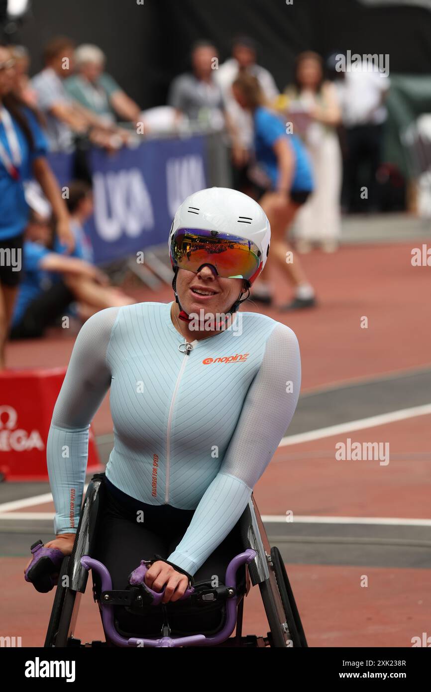 London, UK. 20th July, 2024. Hannah COCKROFT after the 800m Wheelchair ...