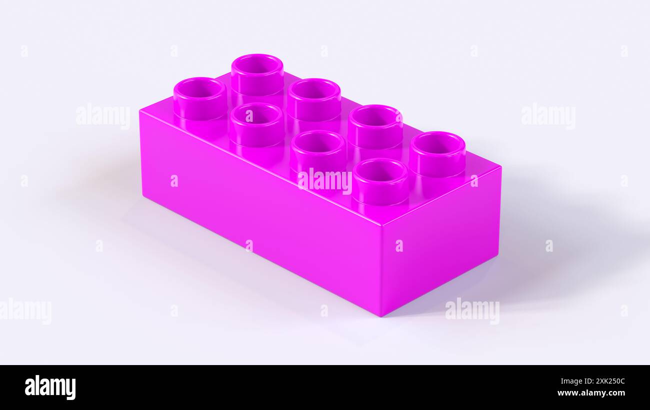 Magenta Plastic Lego Block on a White Background. Children Toy Brick ...
