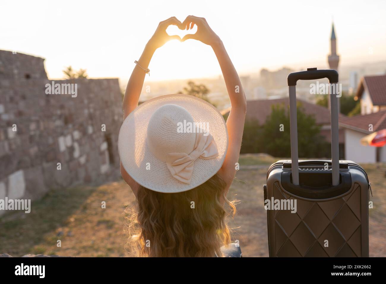 tourist woman on the street in a European city, tourism in Europe ...