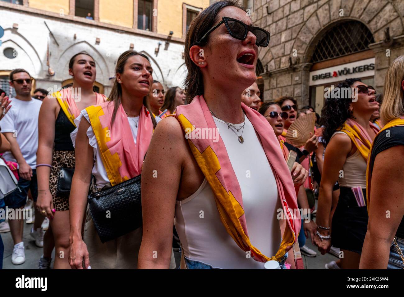 Female Mambers Of The Valdimontone (Ram) Contrada Enter The Piazza For ...