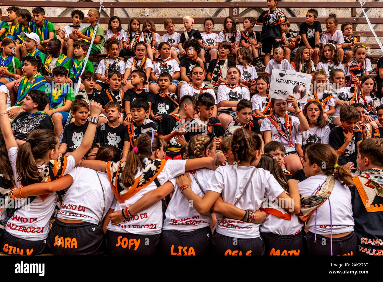 Children From The Lupa (She-Wolf) Contrada Sit In The Stands In The ...