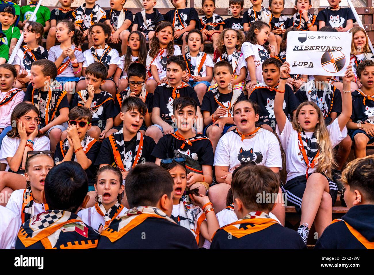 Children From The Lupa (She-Wolf) Contrada Sit In The Stands In The ...