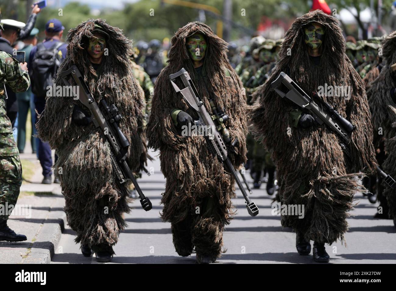 Snipers march in the Independence Day military parade, in Bogota ...