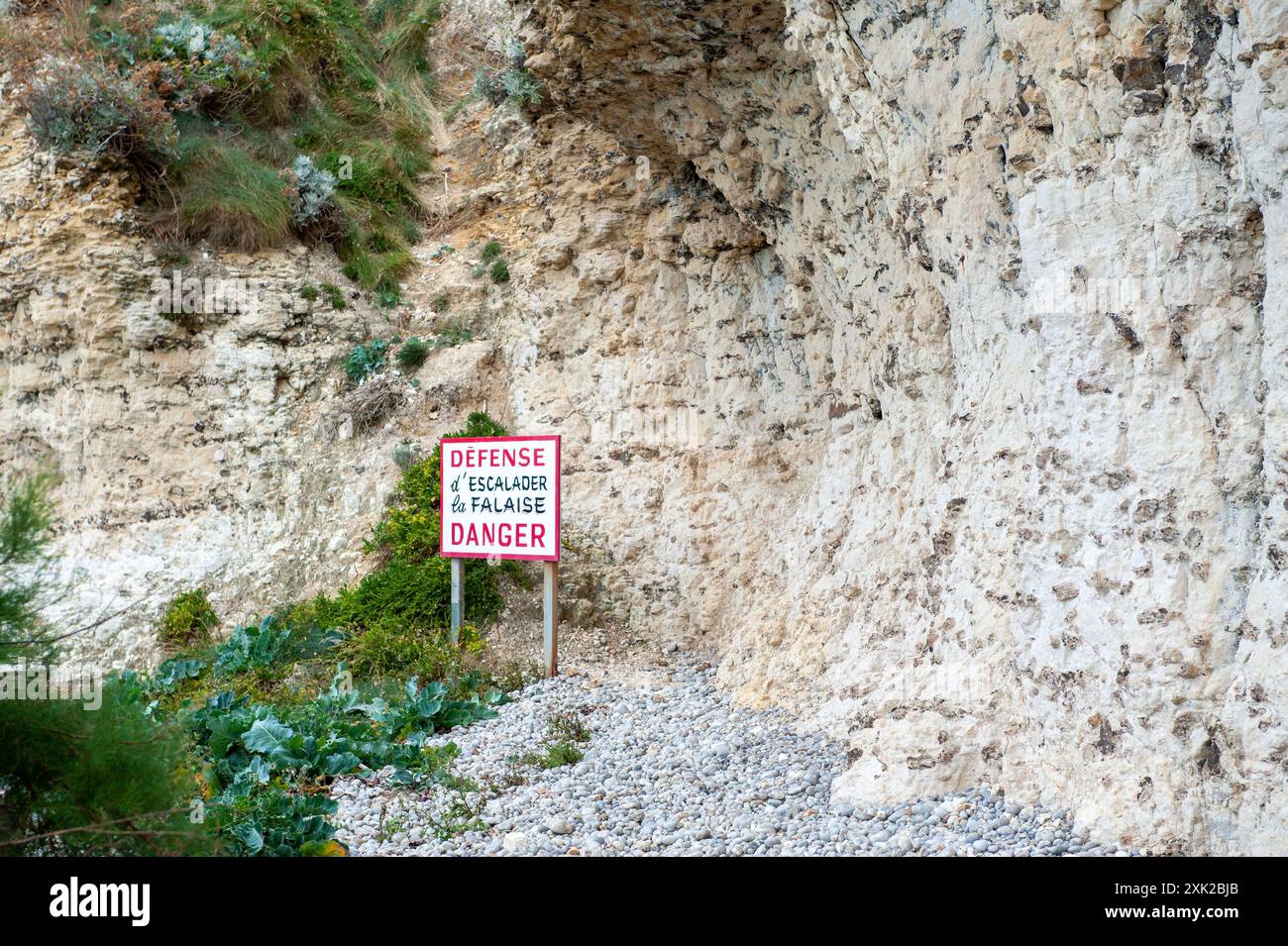 French warning about cliff erosion Stock Photo - Alamy