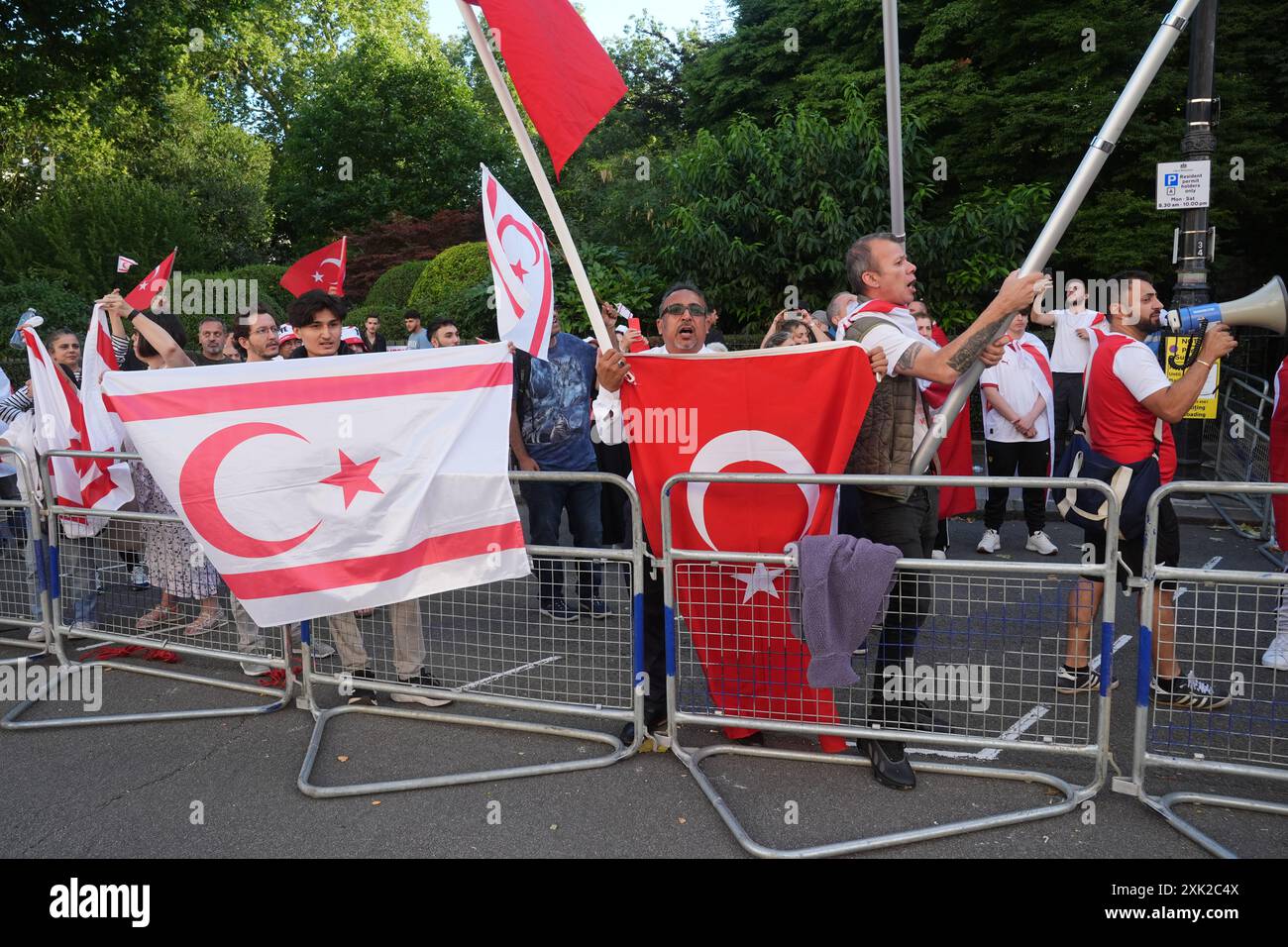 Pro-Turkey protesters outside the Turkish Embassy in central London, to ...