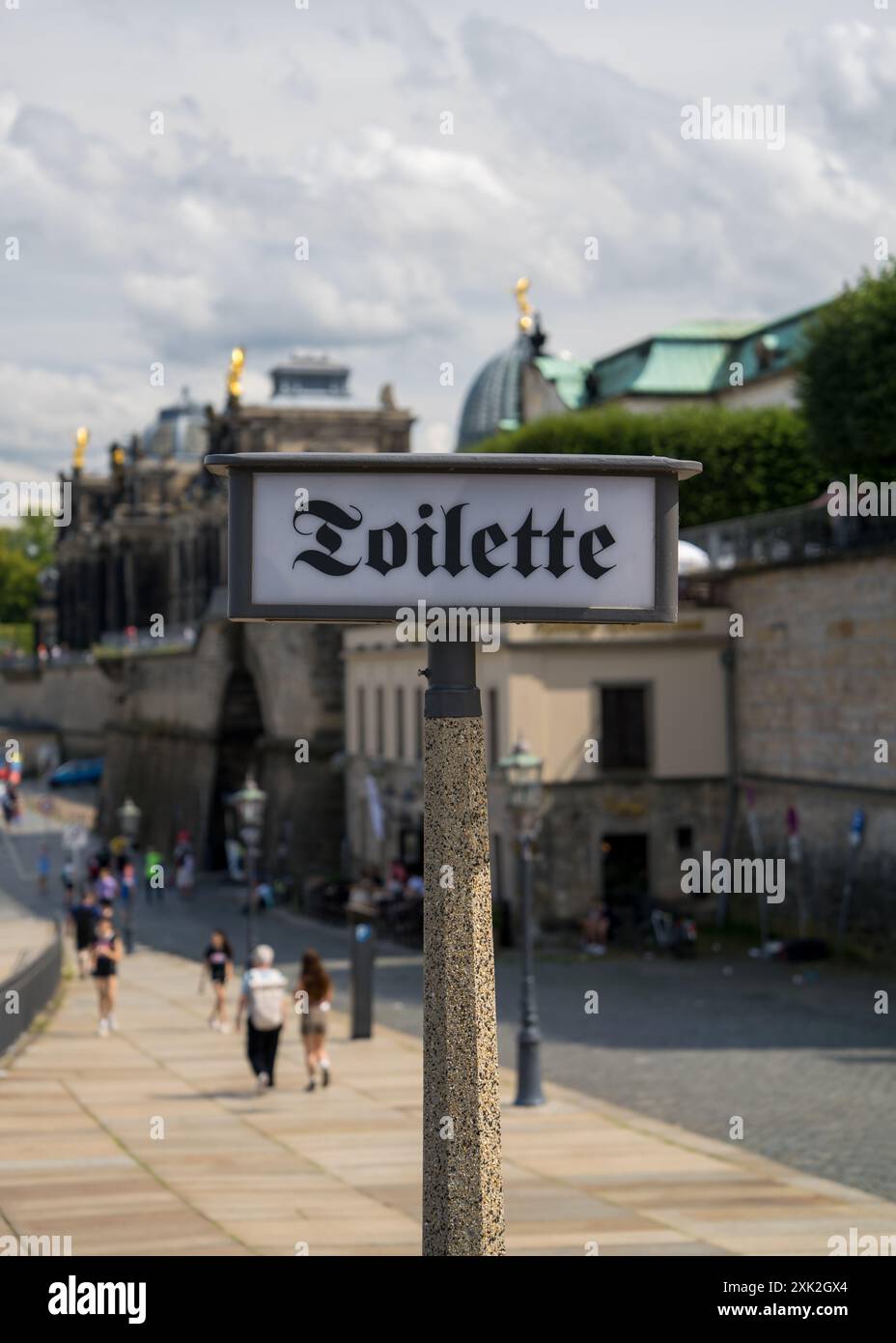 Tourist city of Dresden, Germany. City center, sign in old German ...