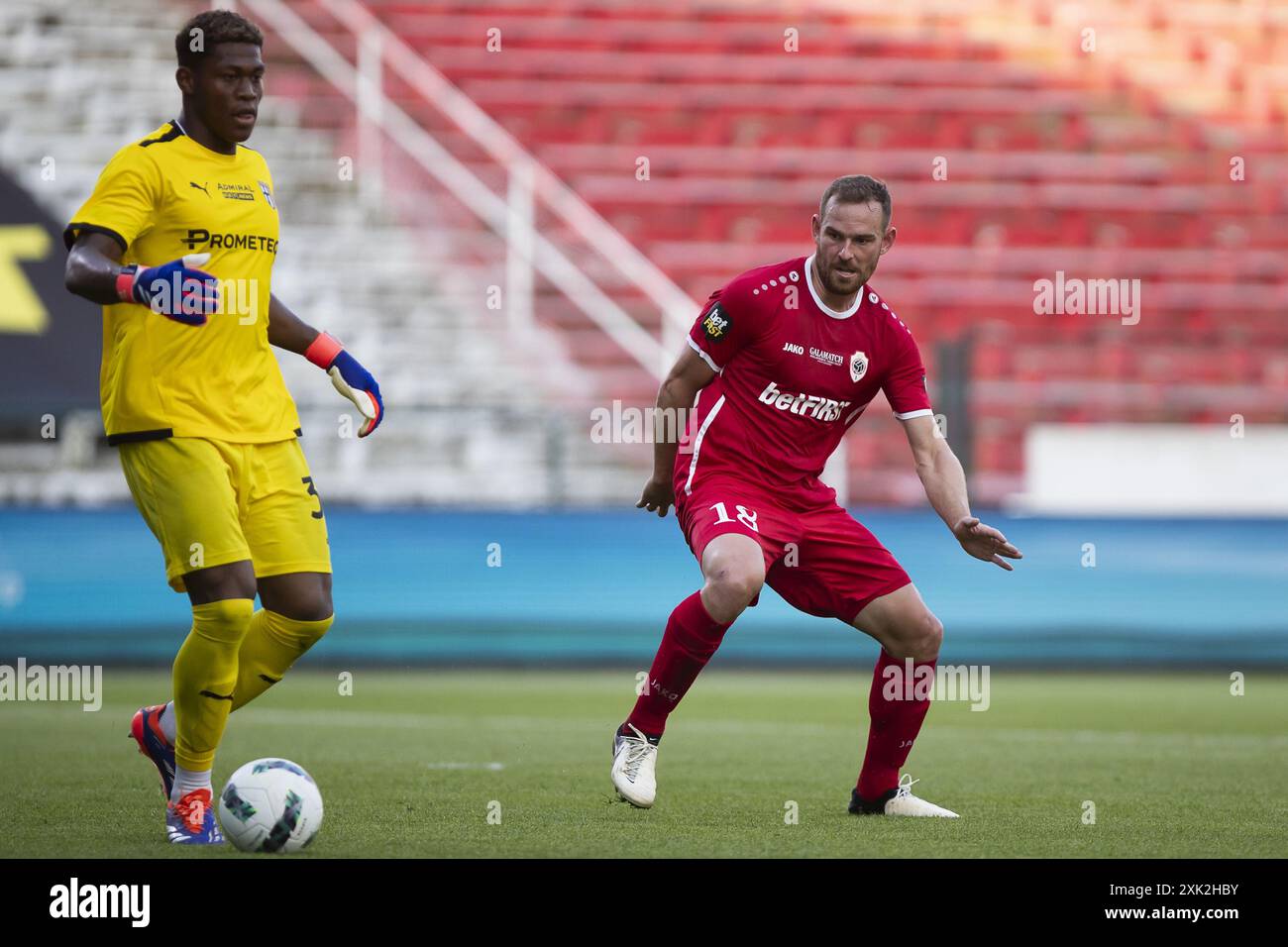 Antwerp, Belgium. 20th July, 2024. Parma's goalkeeper Zion Suzuki and ...