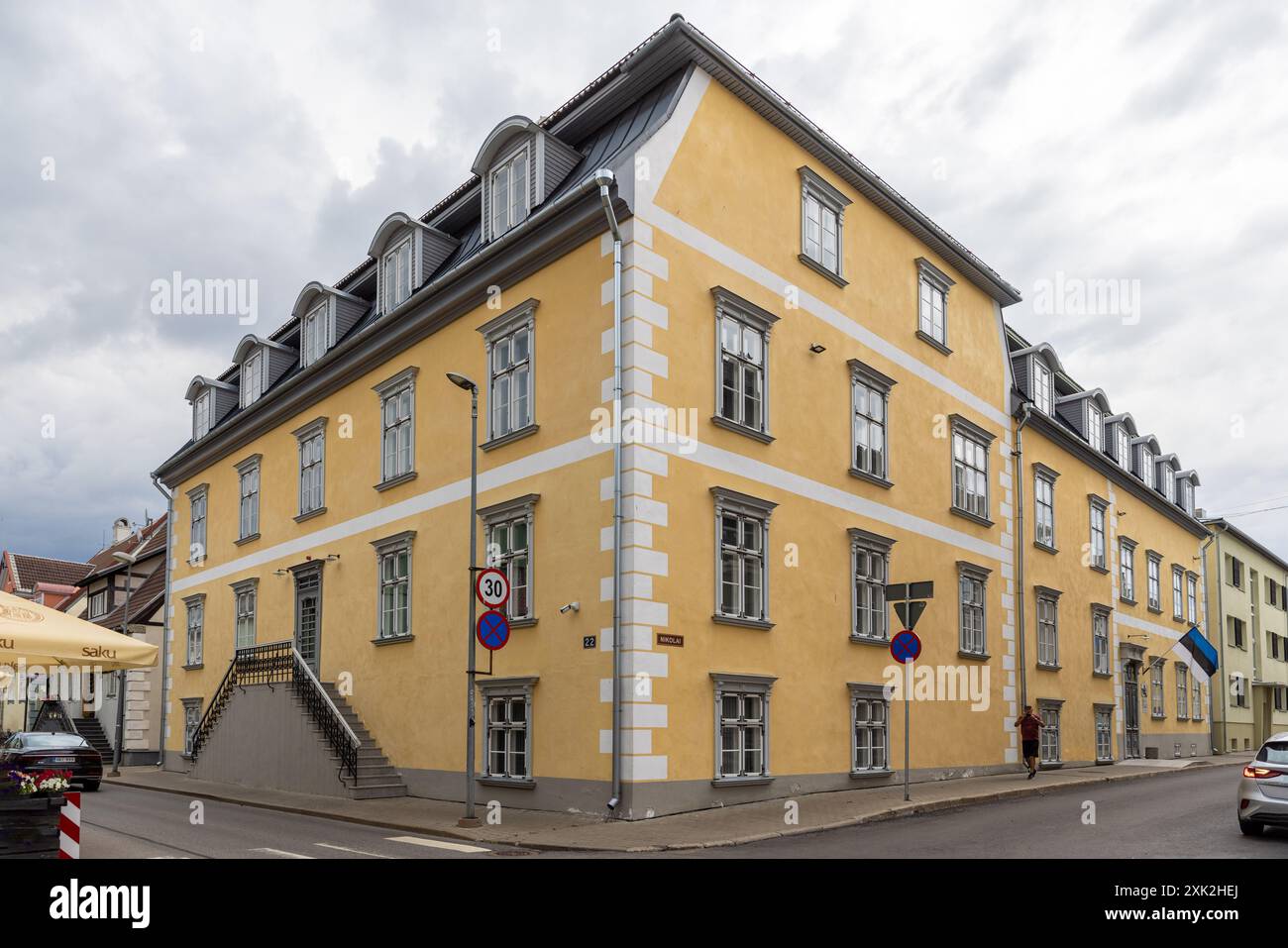 A Well restored stone building in Estonian tourist city Pärnu Stock ...
