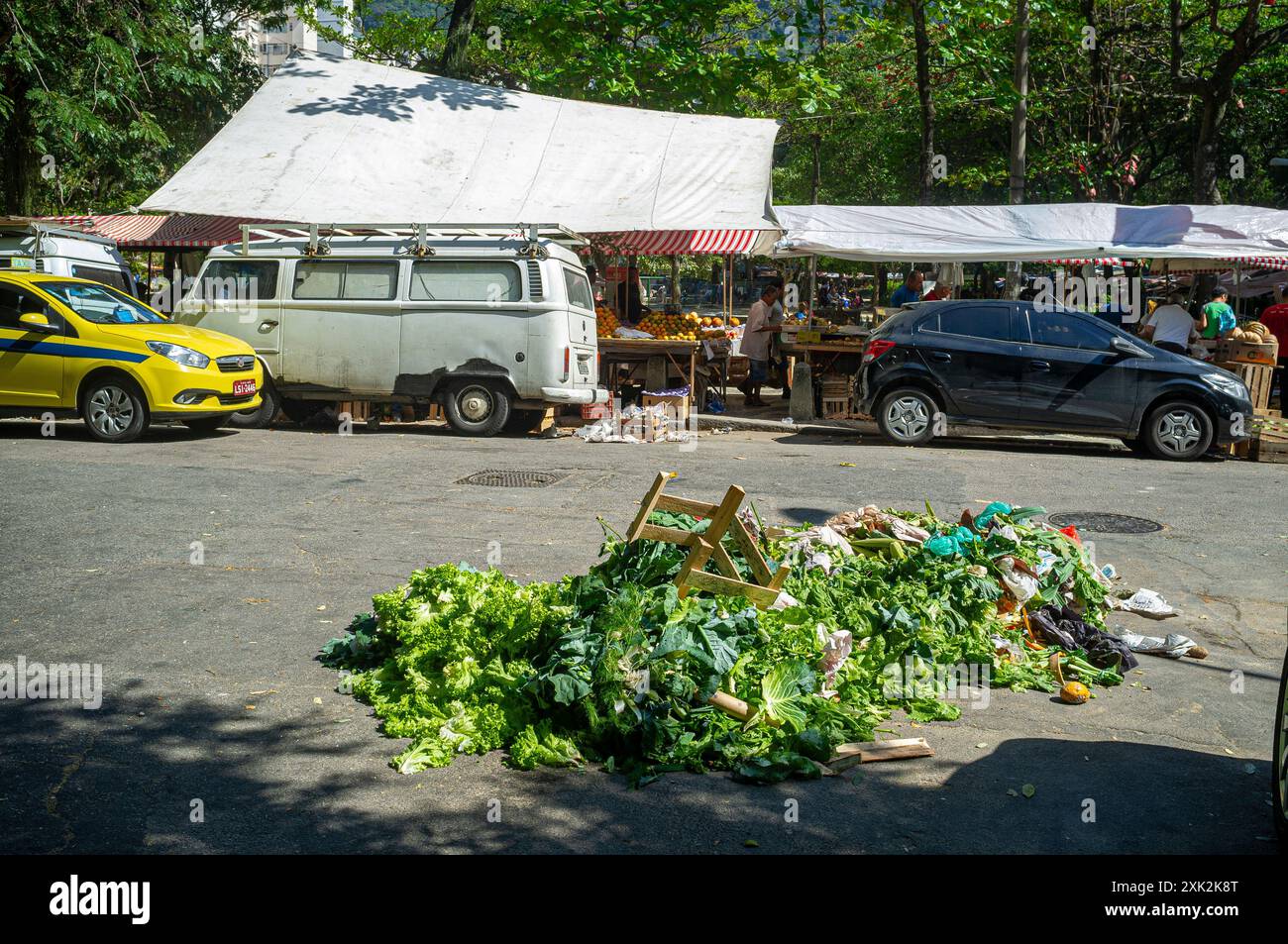 Food loss and waste, discarded vegetables of a street market in ...