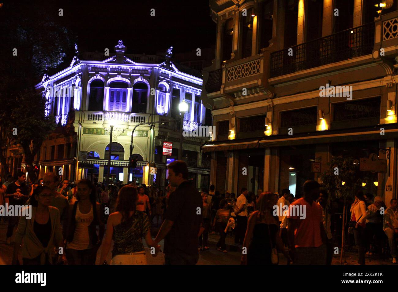 Nightlife at Lapa neighborhood in downtown Rio de Janeiro, famous for its historical monuments ...