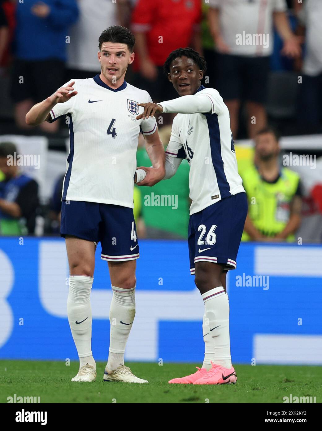 DORTMUND, GERMANY - JULY 10: Declan Rice of England with Kobbie Mainoo ...