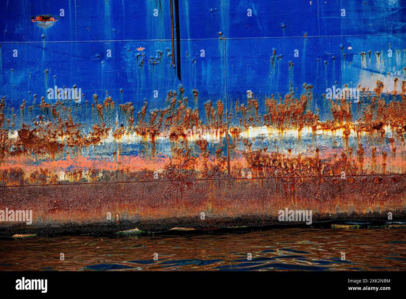 Rust on ship hull - vessel anchored in Guanabara Bay. Rio de Janeiro ...
