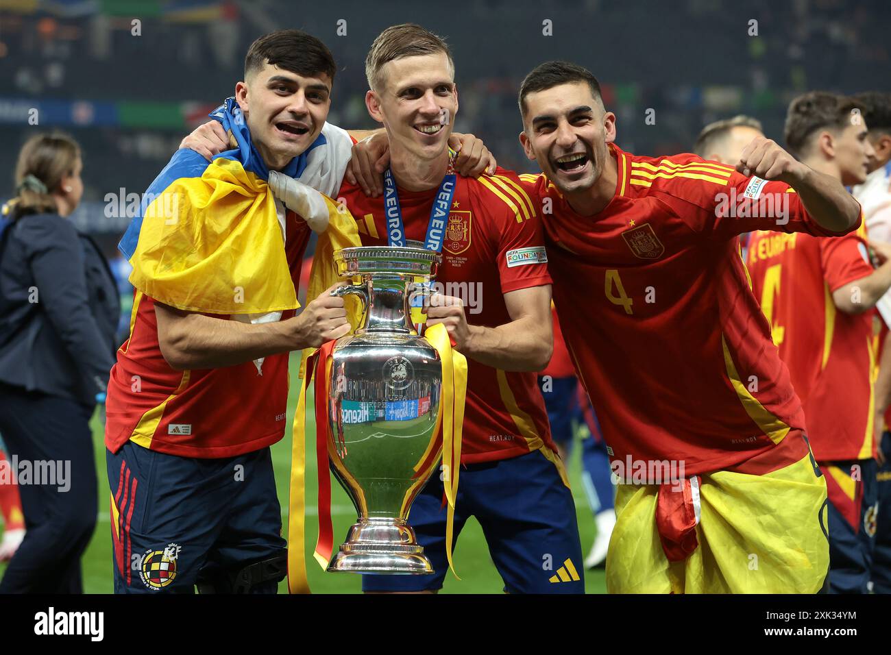Berlin, Germany. 14th July, 2024. Pedri, Dani Olmo and Ferran Torres of ...
