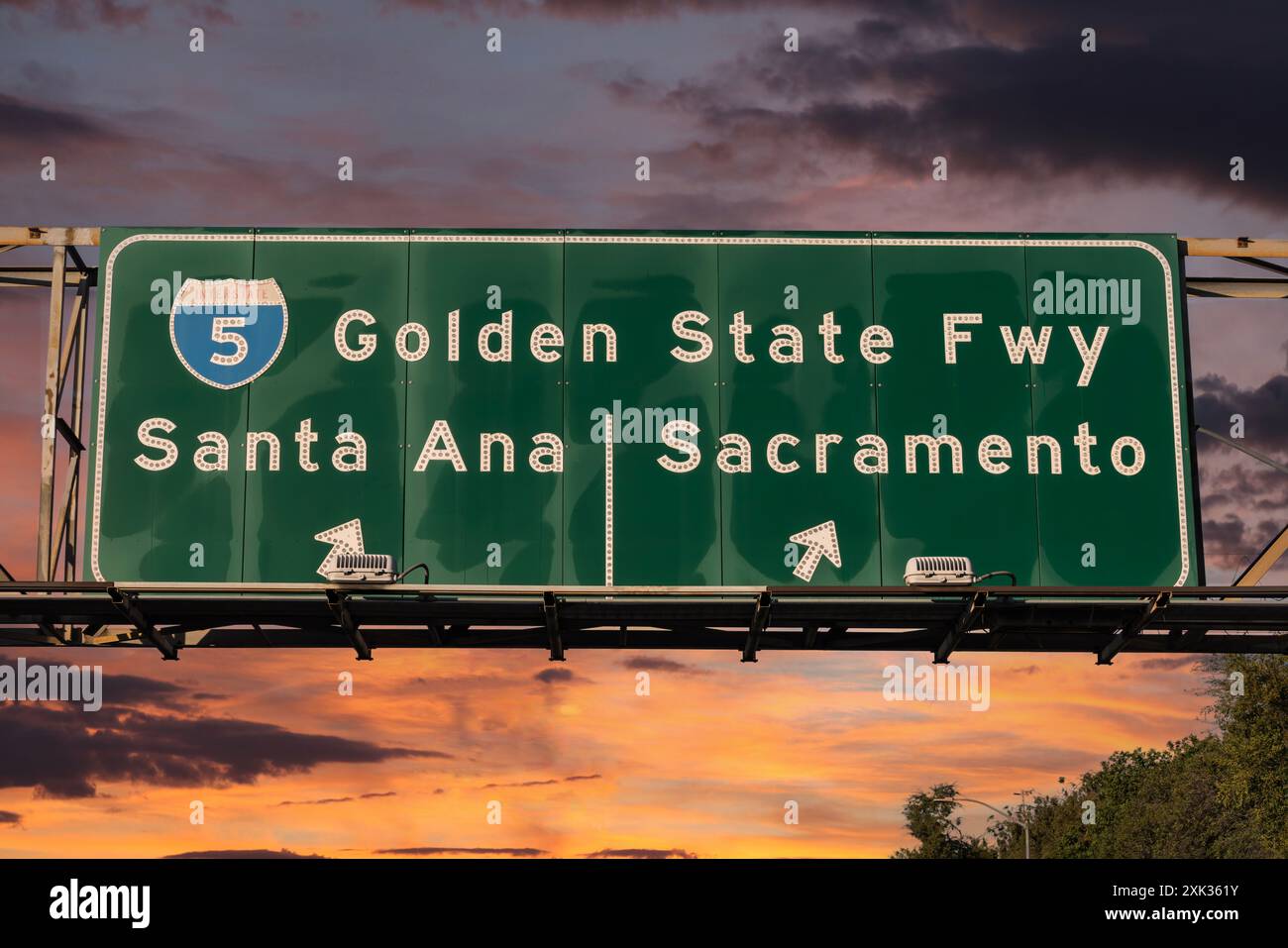 View of Interstate 5 Golden State Freeway sign to Santa Ana or ...