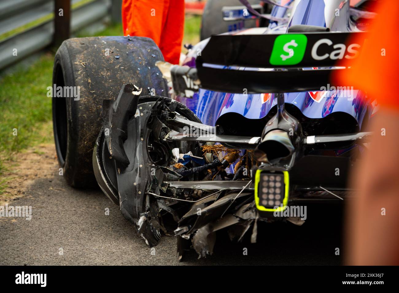 Budapest, Hungary - 20 JUL 2024 - #22 Yuki Tsunoda's crashed VCARB01 ...