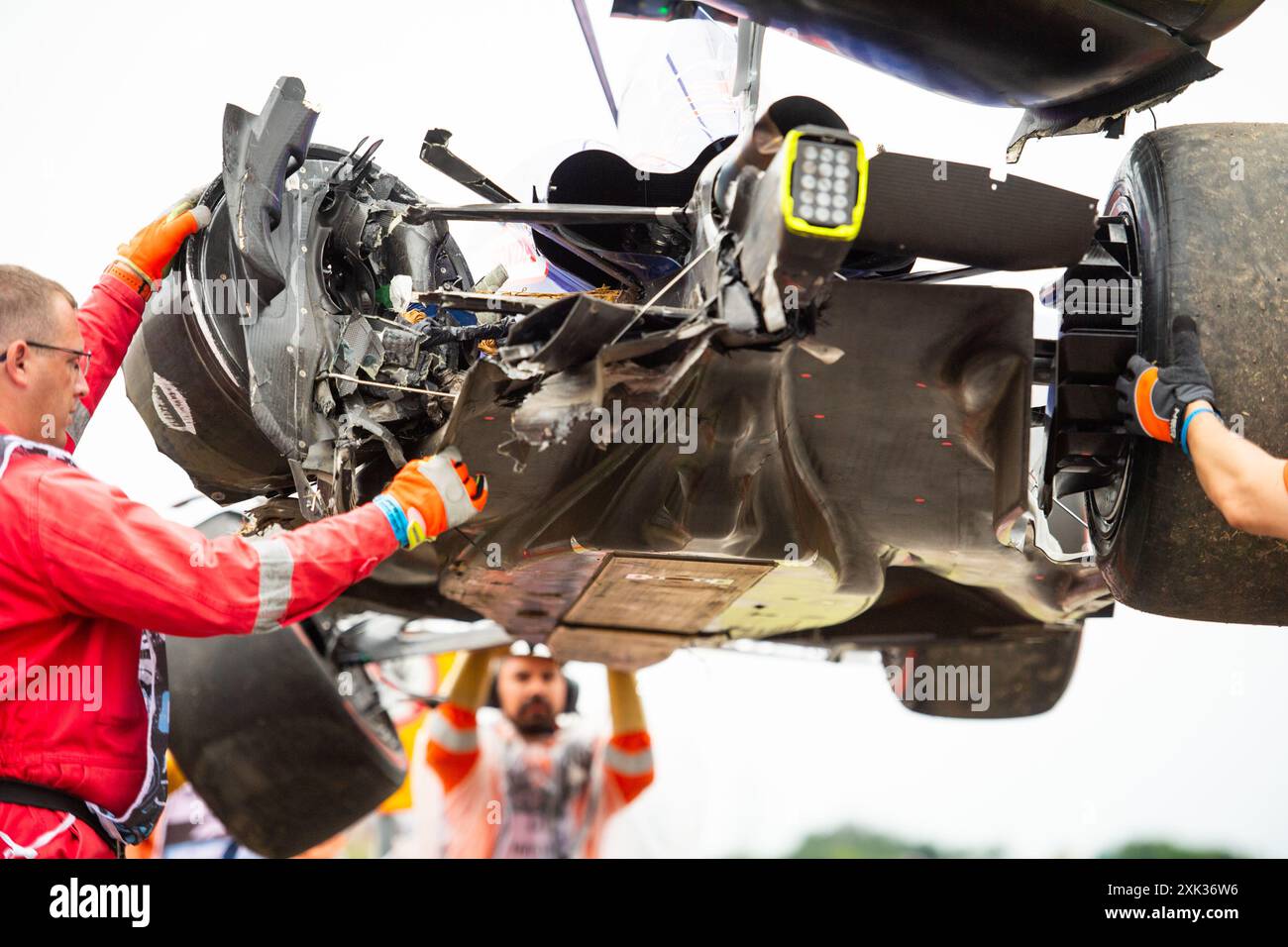 Budapest, Hungary - 20 JUL 2024 - #22 Yuki Tsunoda's crashed VCARB01 ...