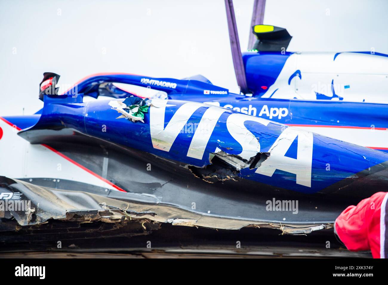 Budapest, Hungary - 20 JUL 2024 - #22 Yuki Tsunoda's crashed VCARB01 ...