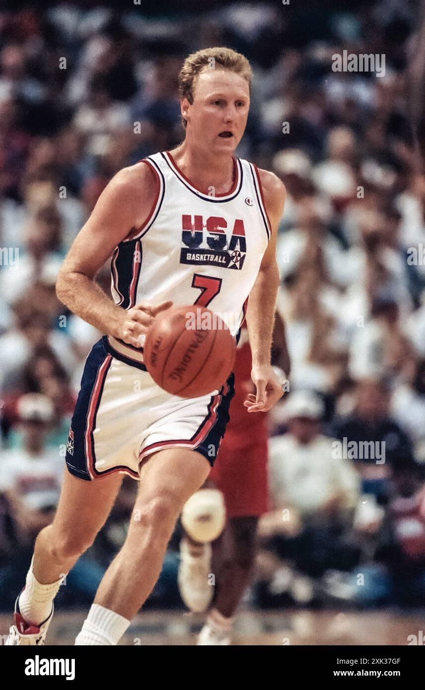 Larry Bird (USA) competing at the 1992 Tournament of the Americas Stock ...