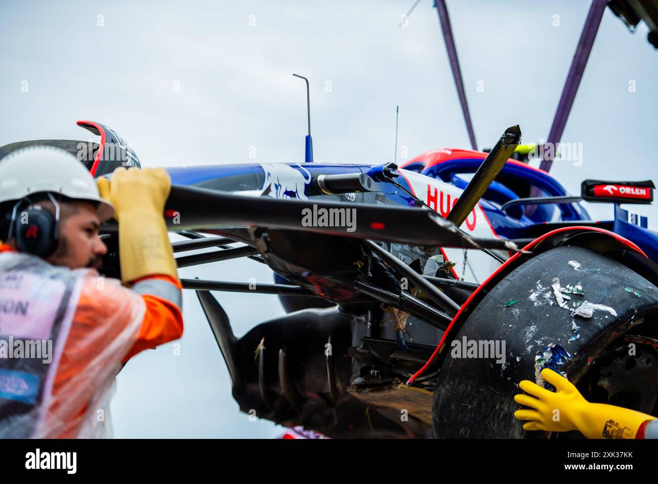 Budapest, Hungary - 20 JUL 2024 - #22 Yuki Tsunoda's crashed VCARB01 ...