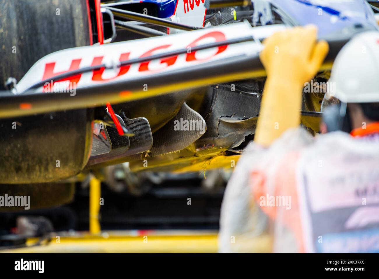 Budapest, Hungary - 20 JUL 2024 - #22 Yuki Tsunoda's crashed VCARB01 ...