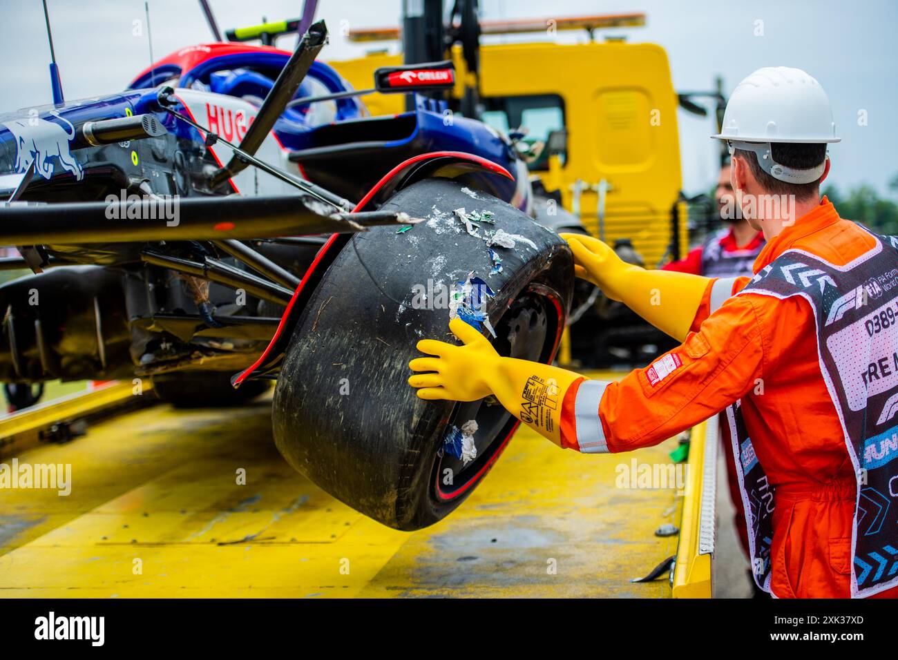 Budapest, Hungary - 20 JUL 2024 - #22 Yuki Tsunoda's crashed VCARB01 ...