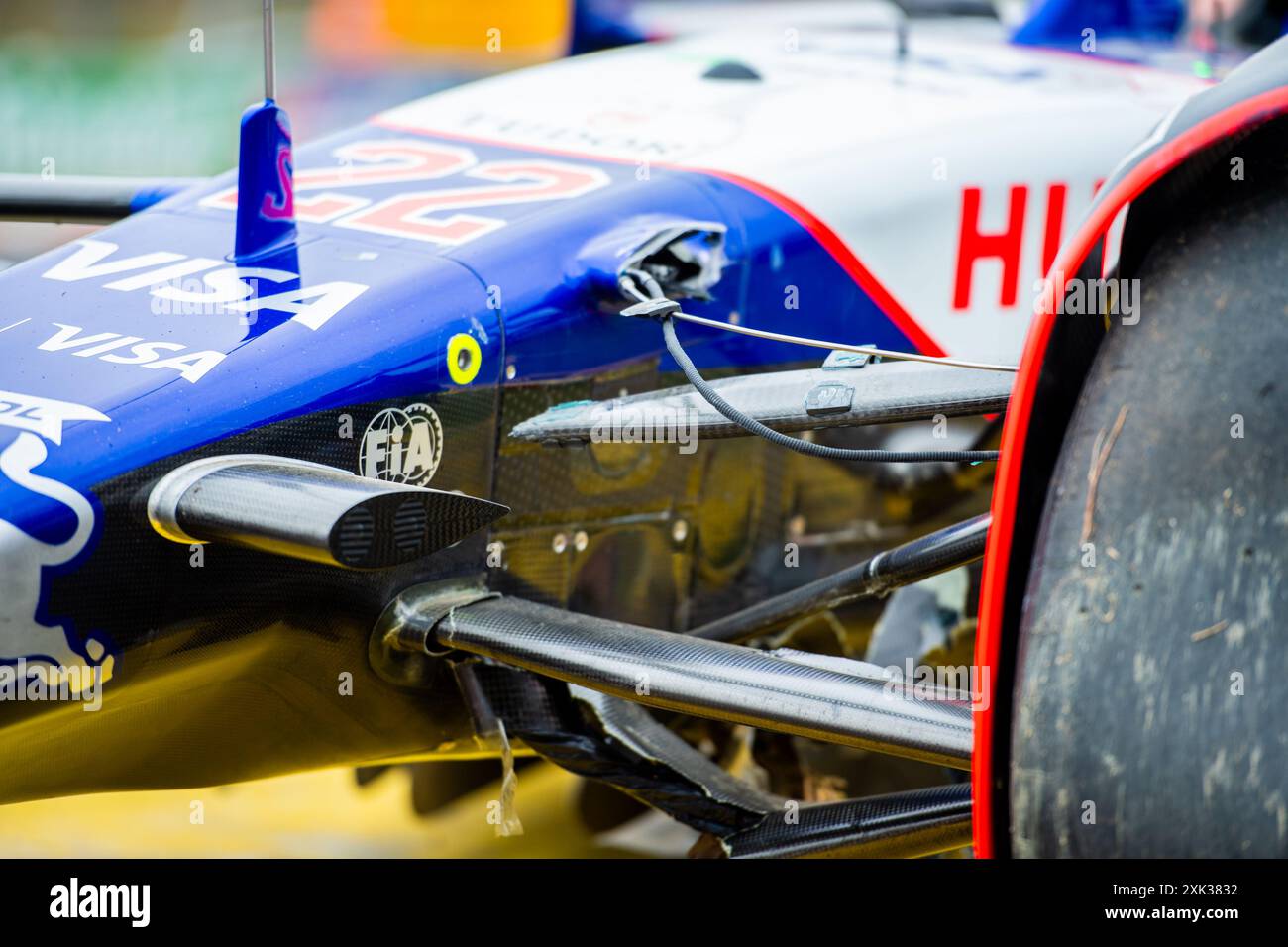 Budapest, Hungary - 20 JUL 2024 - #22 Yuki Tsunoda's crashed VCARB01 ...