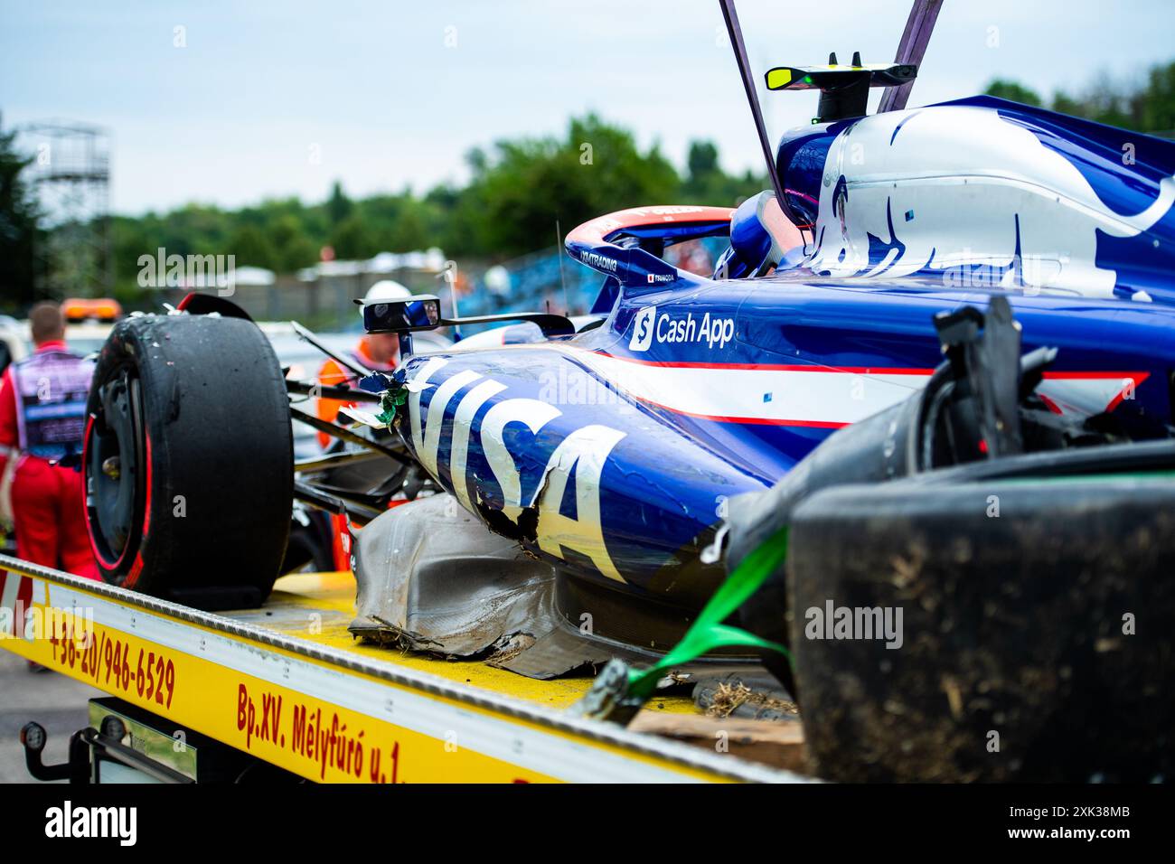Budapest, Hungary - 20 JUL 2024 - #22 Yuki Tsunoda's crashed VCARB01 ...