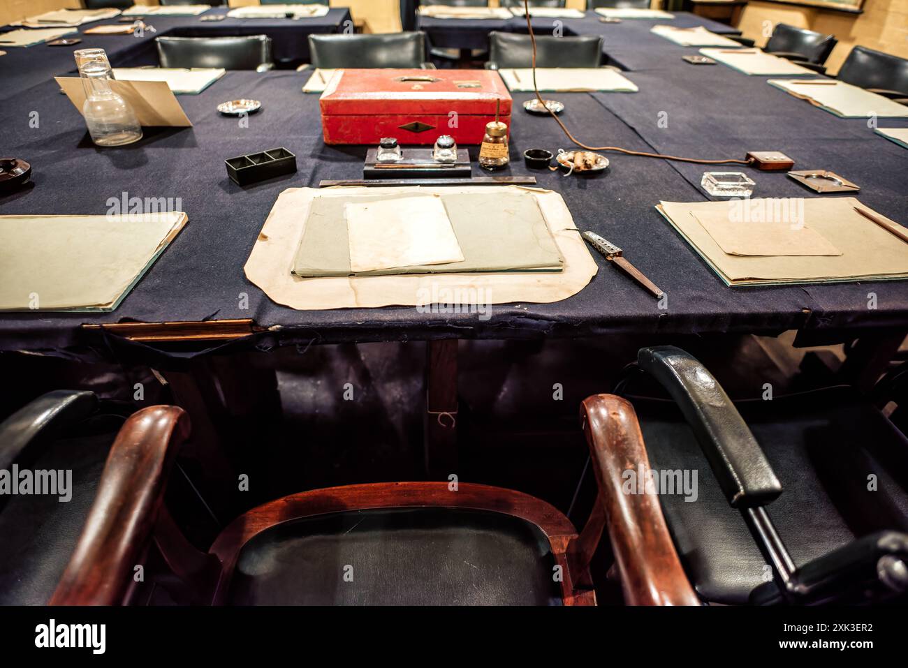 LONDON, United Kingdom — Churchill's chair in the Cabinet Room inside ...
