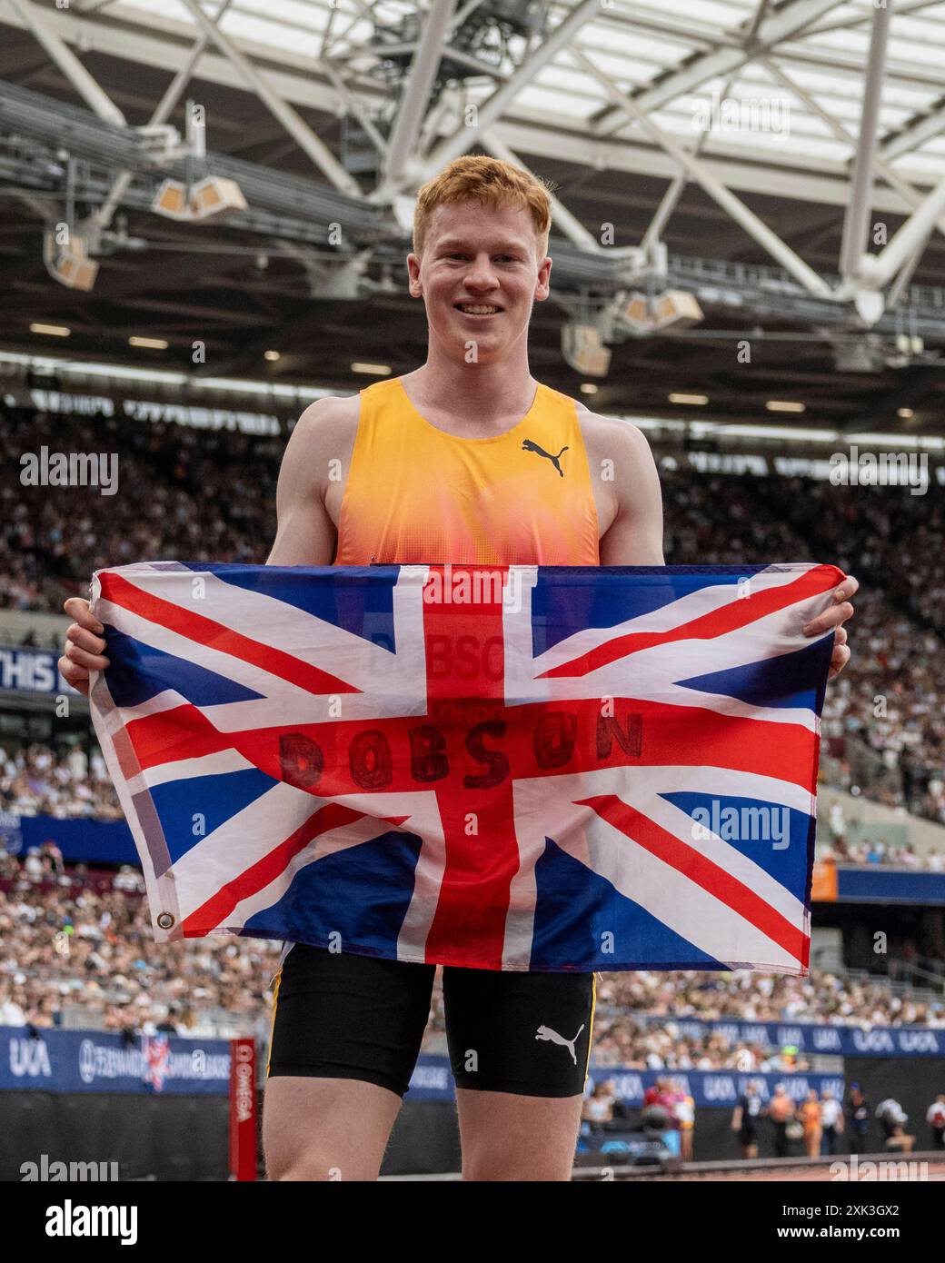 London, UK. 20 July 2024. Charles Dobson (GB) after the Men's 400m at ...