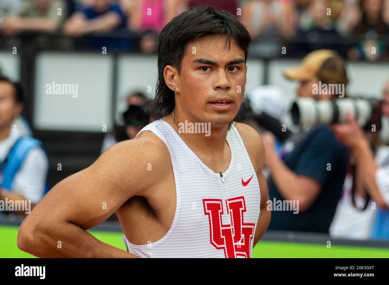 London, UK. 20 July 2024. Louie Hinchliffe (GB) after finishing 4th in ...