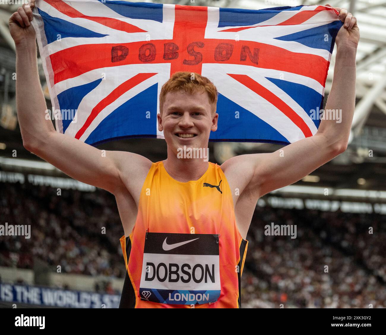 London, UK. 20 July 2024. Charles Dobson (GB) after the Men's 400m at ...