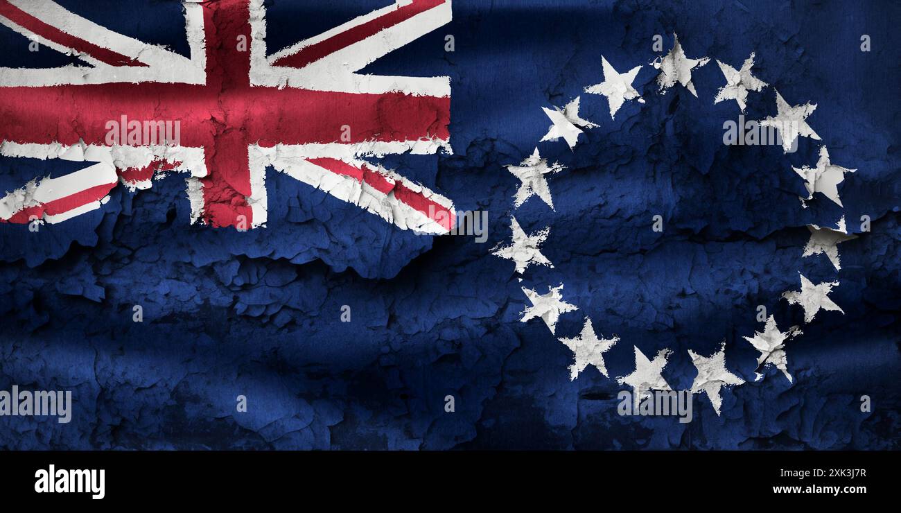 Cook Islands flag - realistic waving fabric flag Stock Photo - Alamy
