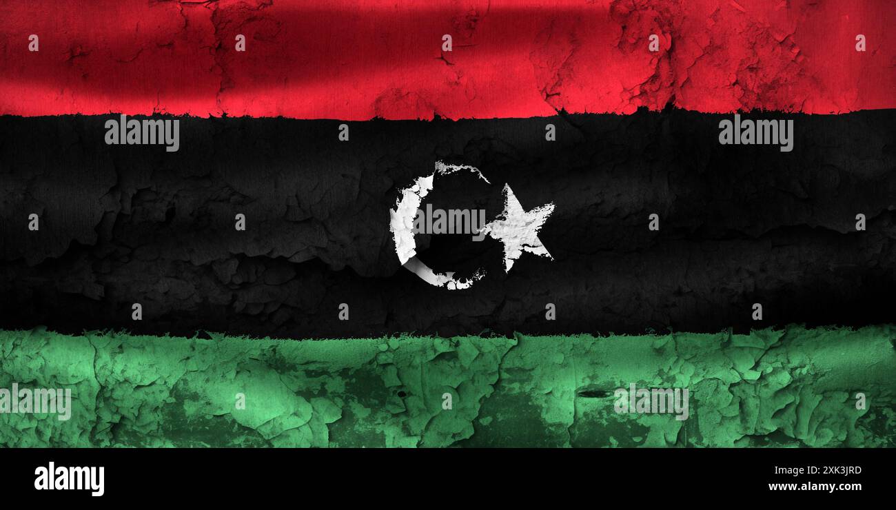 Libya flag - realistic waving fabric flag Stock Photo - Alamy