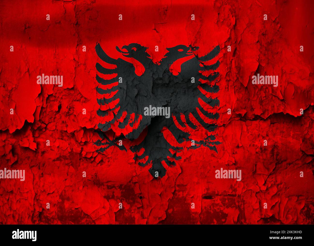 Albania flag - realistic waving fabric flag Stock Photo - Alamy