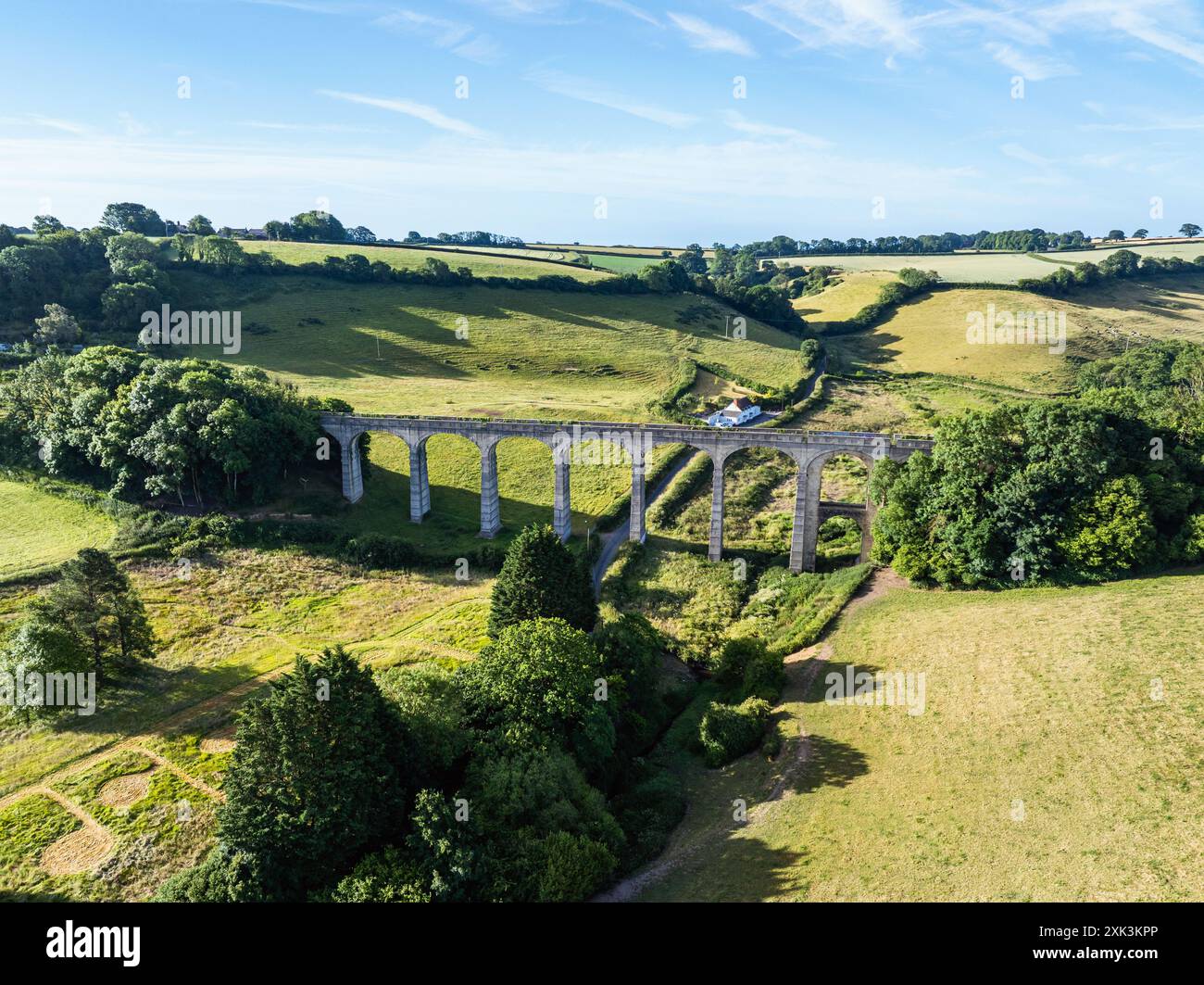 Cannington Viaduct from a drone, Uplyme, Lyme Regis, Dorset, Devon ...