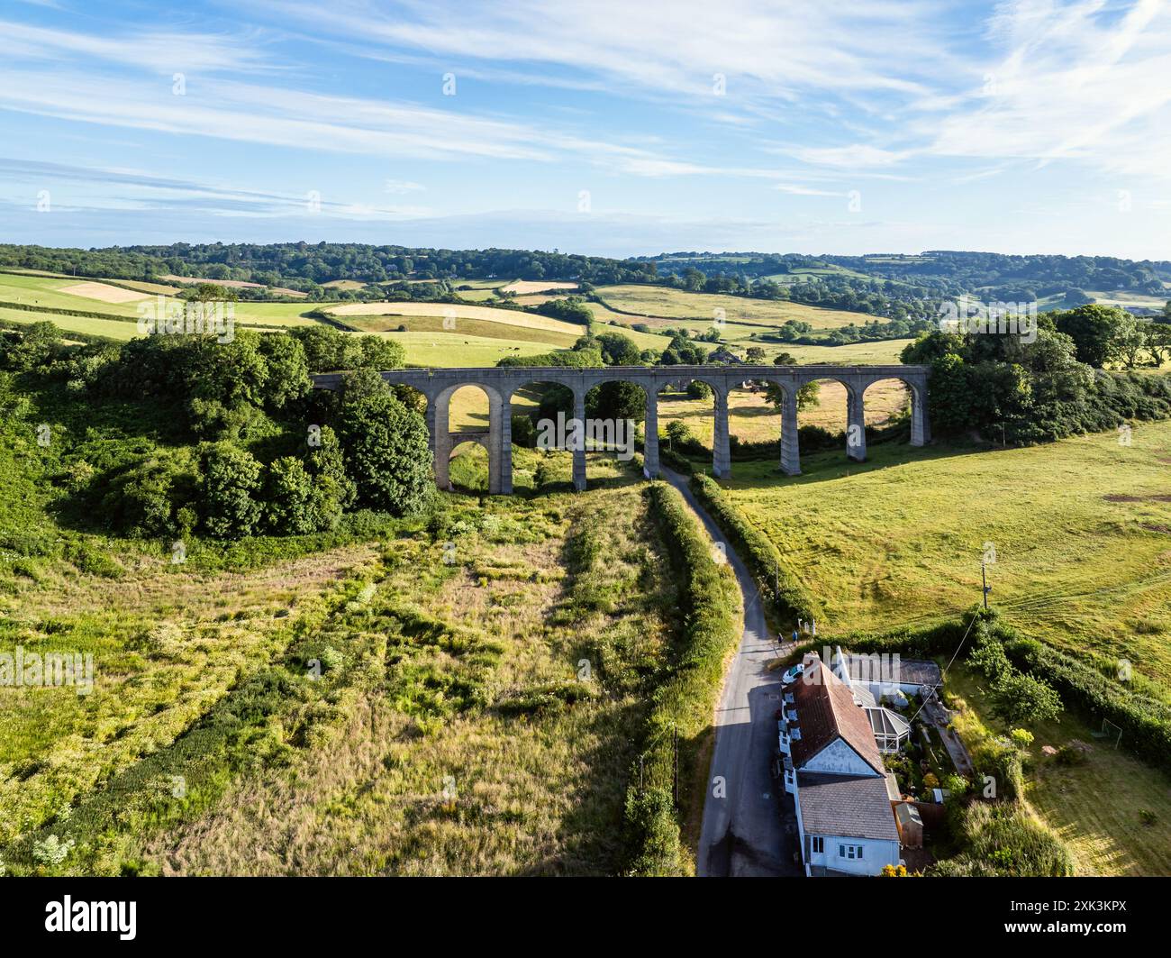 Cannington Viaduct from a drone, Uplyme, Lyme Regis, Dorset, Devon ...