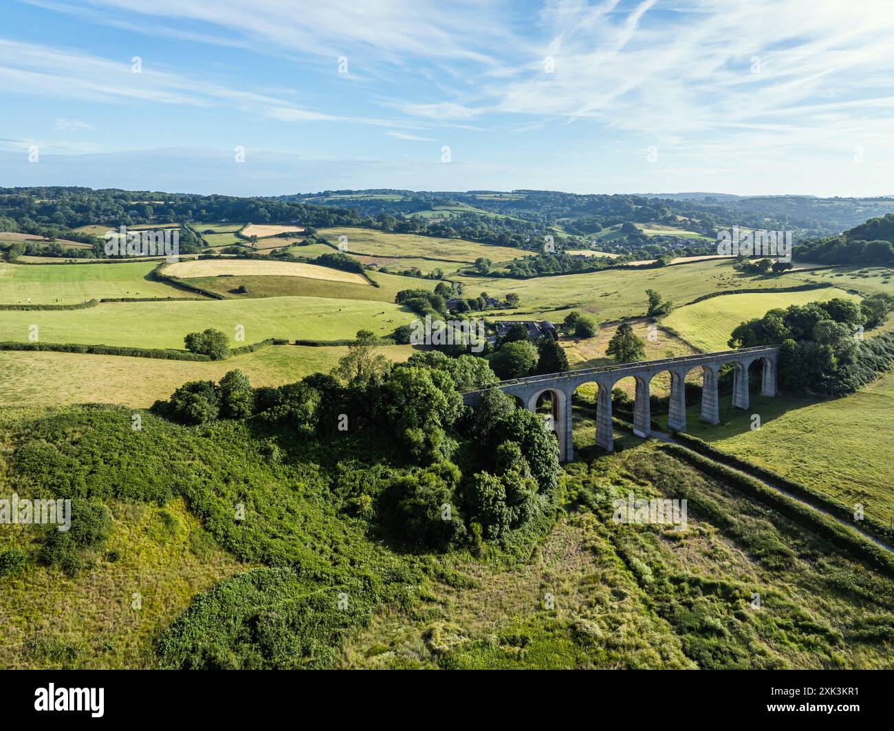 Cannington Viaduct from a drone, Uplyme, Lyme Regis, Dorset, Devon ...