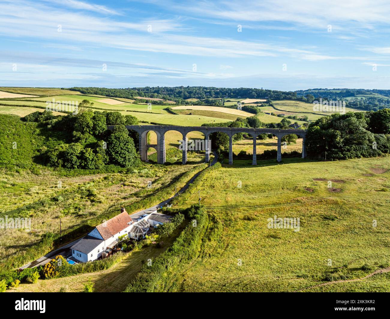 Cannington Viaduct from a drone, Uplyme, Lyme Regis, Dorset, Devon ...