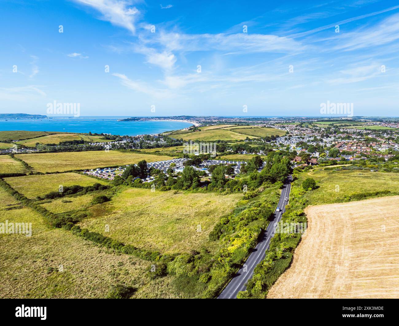 Aerial View of Preston and Weymouth from Osmington Hill, Dorset ...