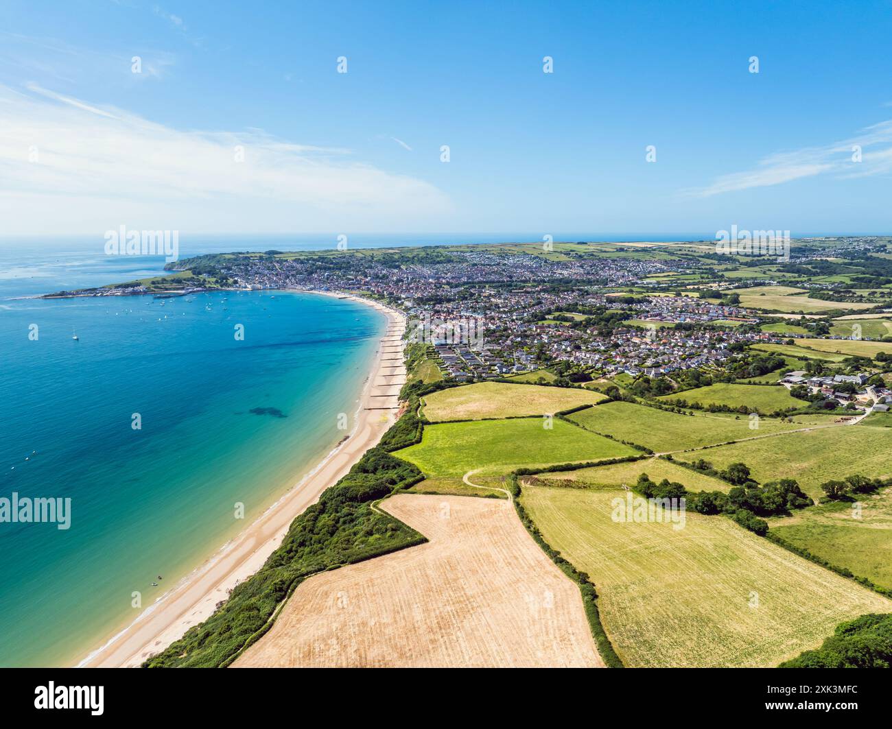 Swanage from Ballard Cliff from a drone, Jurassic Coast, Dorset Coast ...