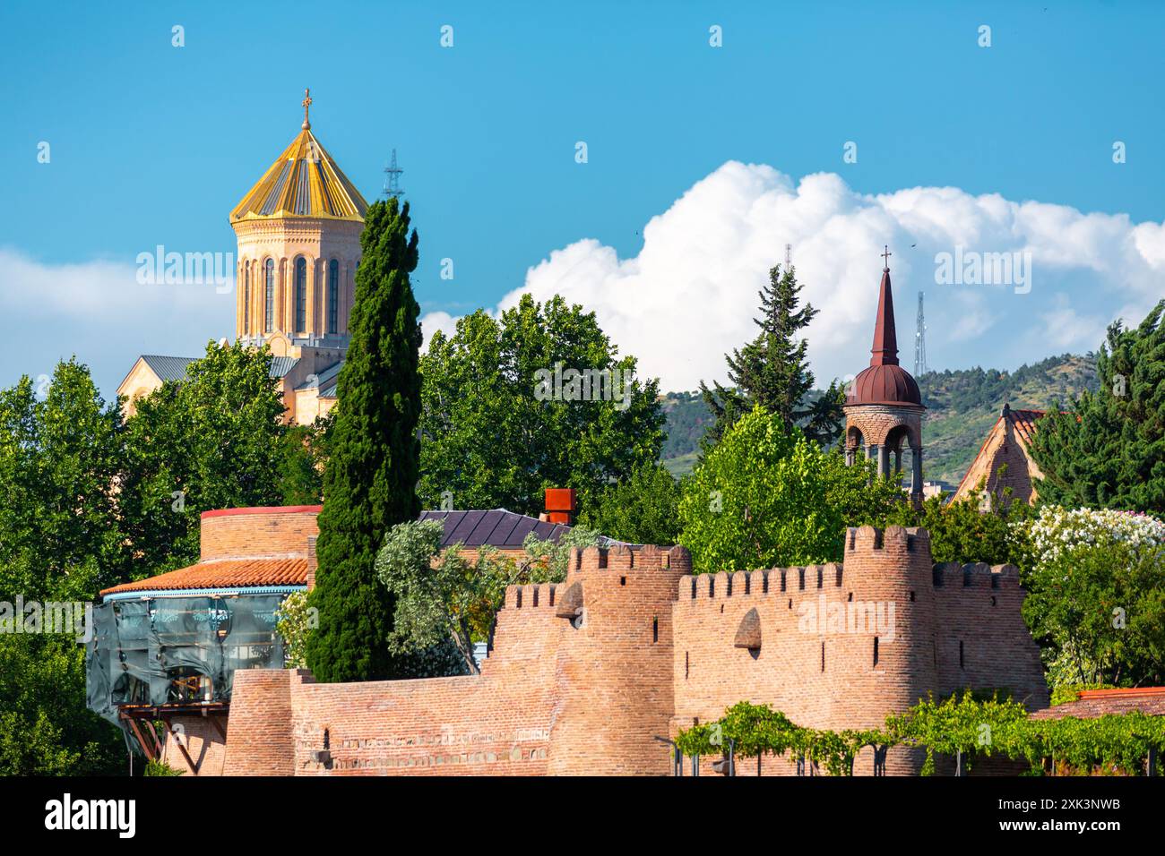 The remains of the old Isani fortress bastions and walls in Metekhi ...