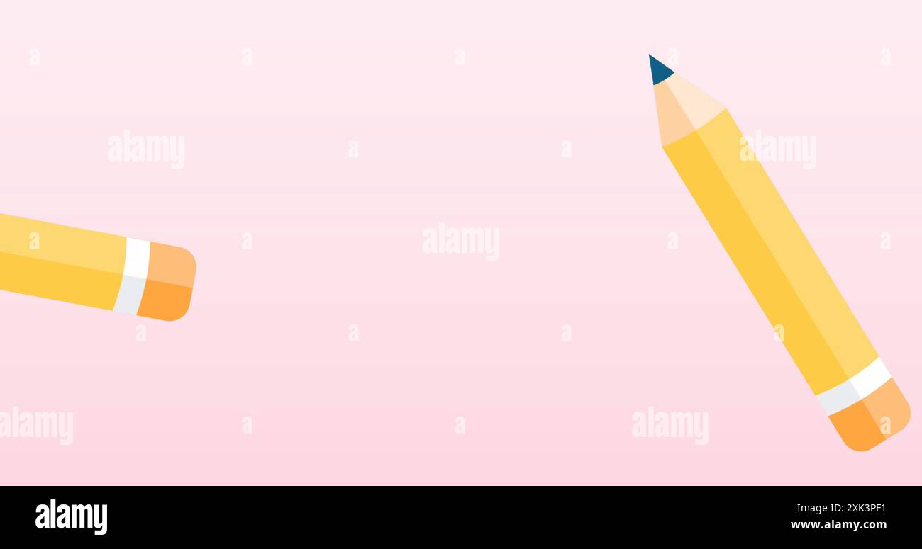 Image of multiple pencil icons floating against copy space on pink ...