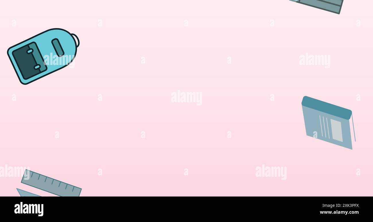 Image of multiple school concept icons falling against copy space on ...